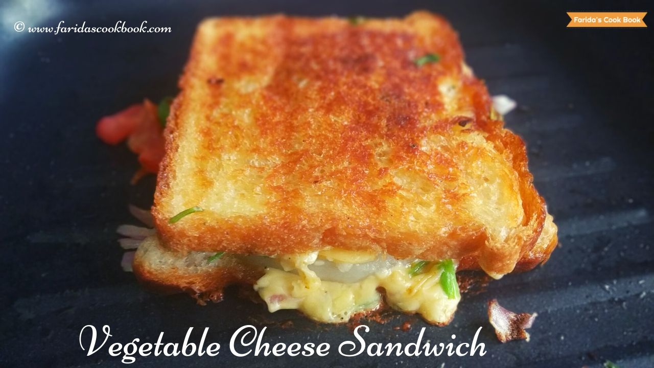 veg sandwich recipe | vegetable cheese sandwich recipe - Faridas Cook Book