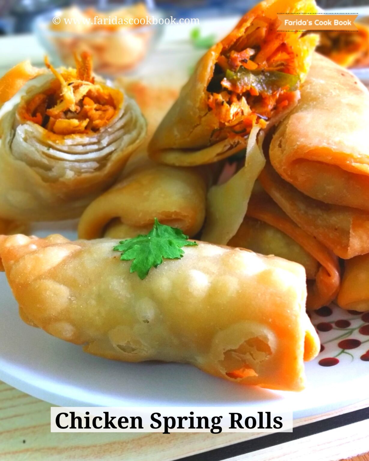 chicken spring rolls | how to make chicken spring roll recipe ...